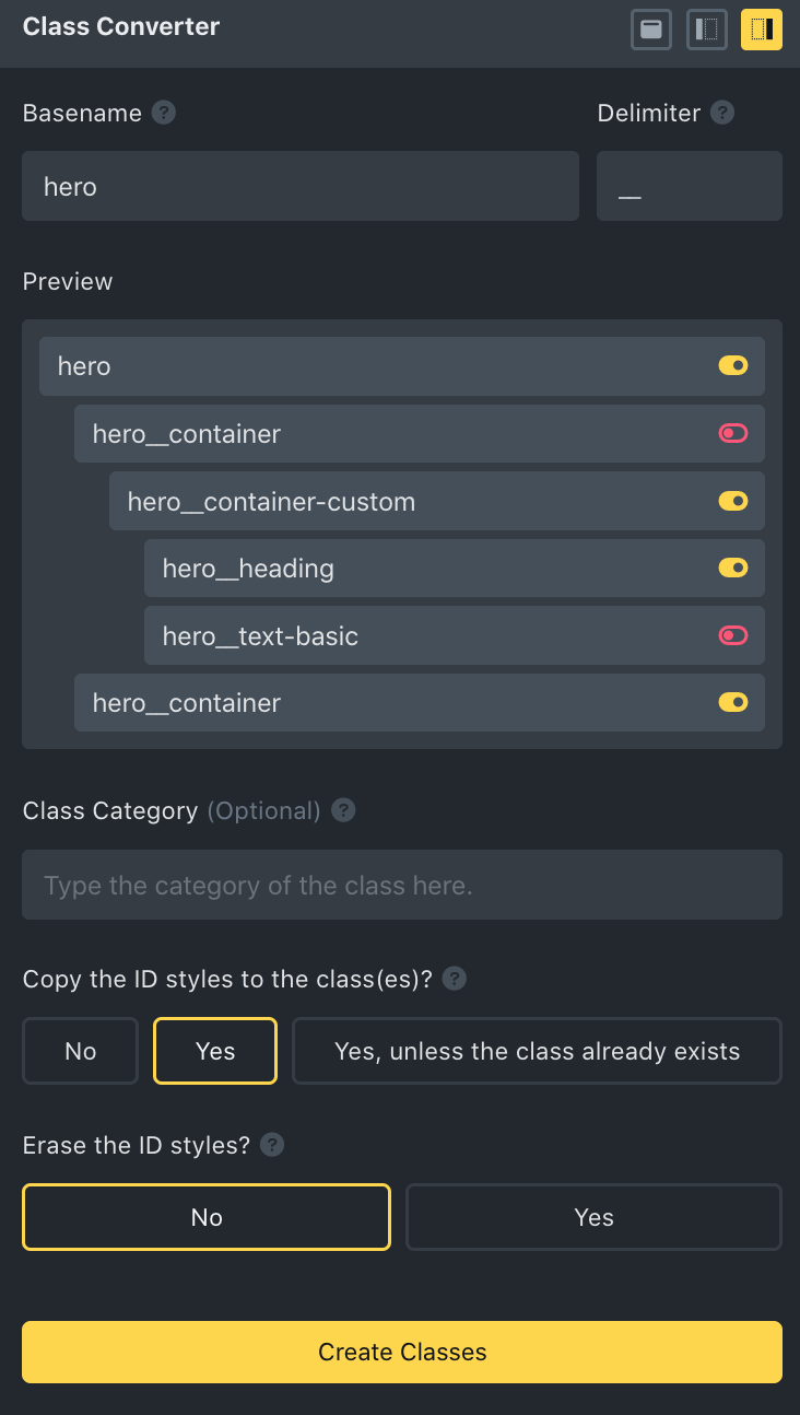 Class Converter Advanced Themer